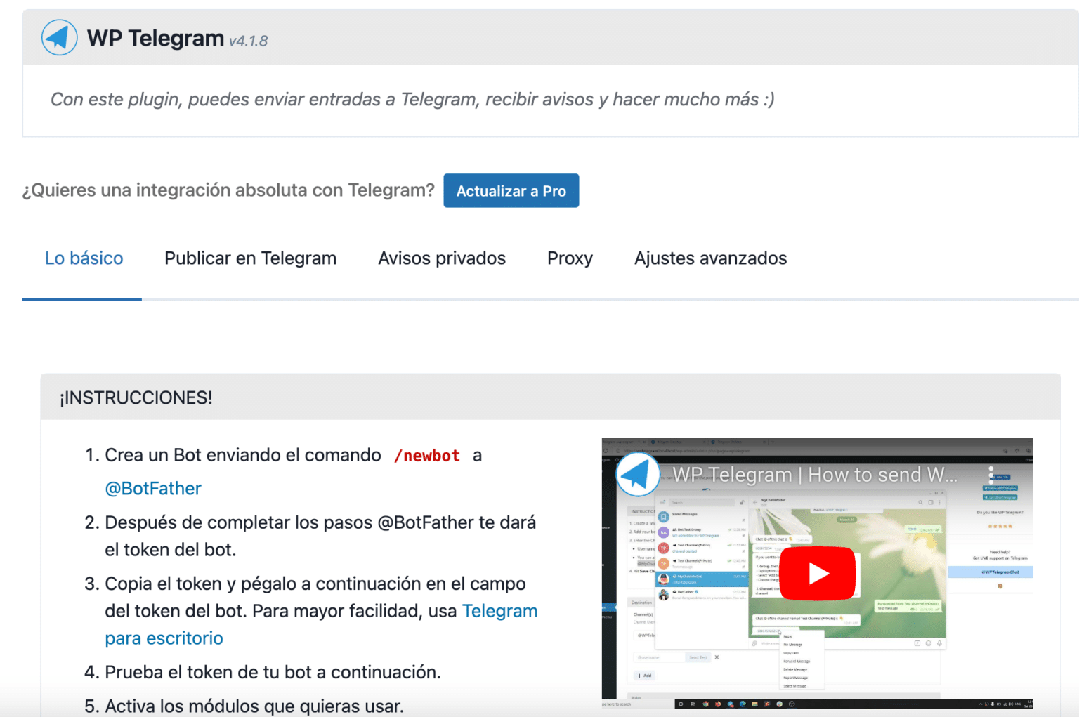 Integrar Telegram en tu sitio WordPress